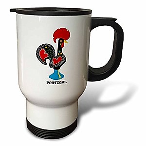 3dRose " The Black Portuguese Rooster or Galo De Barcelos Stainless Steel" Travel Mug, 14 oz, Multicolor
