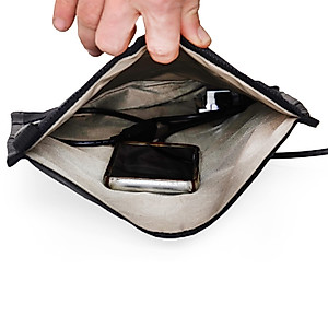 Mission Darkness Window Charge & Shield Faraday Bag for Tablets // Includes USB Filter, Transparent Window, and Cable Set for Data Extraction and Charging Devices While Shielded from RF Signals