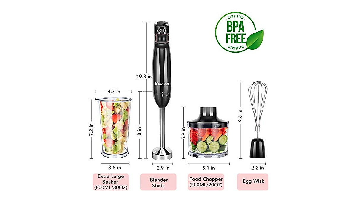 iCucina 4-in-1 Hand Blender - Powerful 400W, Versatile & Easy to Use