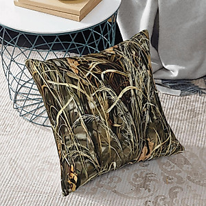 DEHIWI Camo Yellow & Green Throw Pillow Covers Super Soft Morden Decorative Pillows Case Invisible Zipper Cushion Cover for Sofa Couch Bedroom Living Room 18"X18"