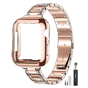 QUNDAXI for Apple Watch Band 41mm 40mm 38mm 45mm 44mm 42mm Series 8 7 6 5 4 3 2 1 SE SE2 Women Watchband Stainless Steel Metal for iWatch Bands (38mm 40mm 41mm, Rose gold)