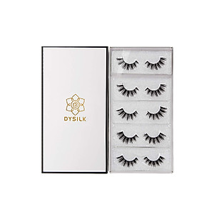DYSILK Fake Eyelashes Natural Lash - Mink Lashes 5 Pairs 6D Wispy Lash Pack - Eye Lashes Strip Eyelash Extension Kit Reusable False Lashes Natural Look | 002-16mm