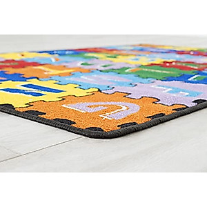 Mybecca Kids Rug ABC Puzzle Area Rug Educational Alphabet Letter & Numbers 8 x 11-Non Slip Gel Backing Size approximate: 7' feet 2" inch by 10' ft (7'2" X 10')