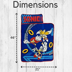 Sonic The Hedgehog 24"(W) X 45"(L) Soft Toddler Nap Mat with Pillow and Blanket Perfect for Preschool, Daycare, and Travel (100% Official Licensed Product)