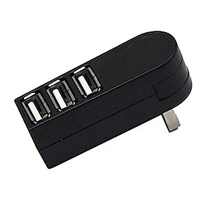 Acamifashion Mini Hub 3 Port 90 Degree USB 2.0 Data Hub Portable Rotating Splitter Adapter Hub for HDD Notebook Mac Black