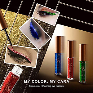 12 Colors Glitter Diamond Eyeliner Liquid Shining Metallic Eyeliner Eye Makeup (Blue#01)