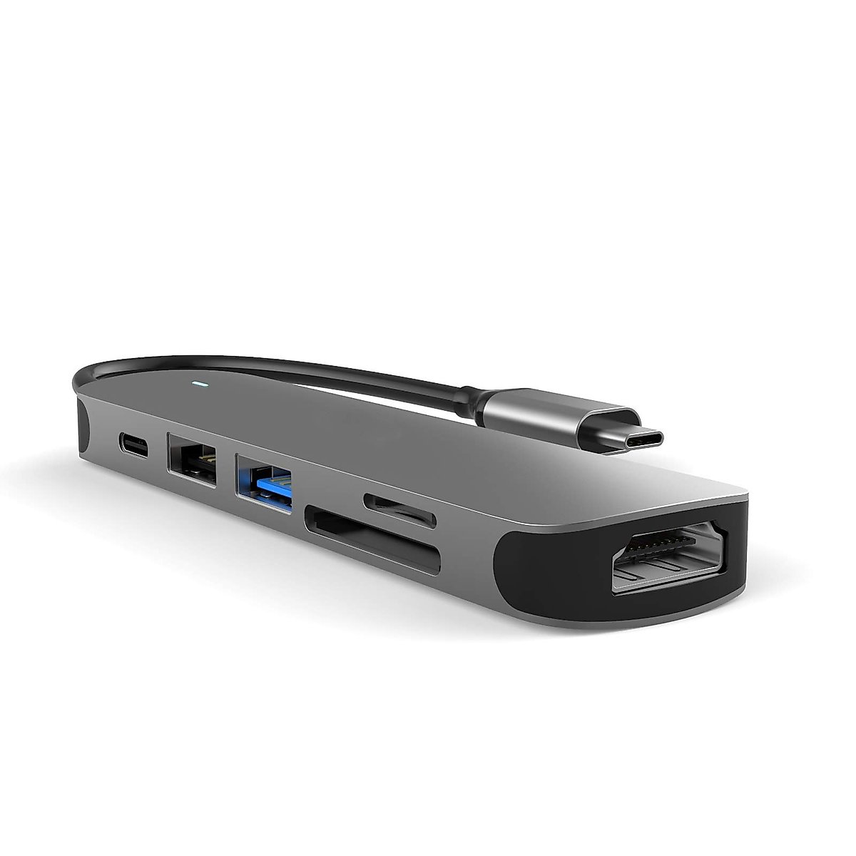 USB C Hub, 6 in 1 USB C Docking Station with 4K HDMI, 1 USB 3.0/1 USB 2.0, PD, SD/TF Card Reader, Type-C Data Transfer., space grey