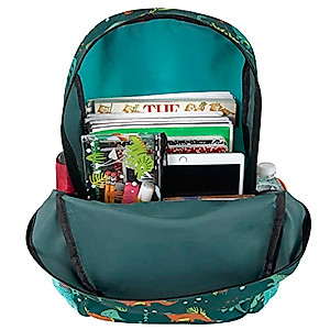 Trail maker Boys Backpack and Pencil Case Set for Kindergarten, Elementary School, 17 Inch Kids Backpack with Side Pockets (Goofy Grinning Dinos)