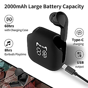 True Wireless Earbuds ENC Noise Cancelling TWS Bluetooth Earphones Deep Bass Hi-Fi Stereo Sound in-Ear Earphones with Mic Voice Assistant Touch Control 60ms Low Latency Headset for Work Gaming Sport