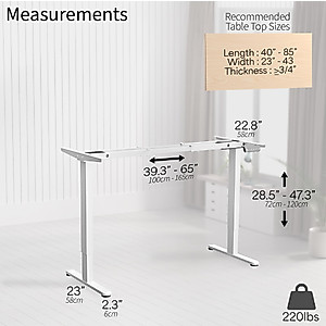 VIVO Electric Stand Up Desk Frame, DIY Workstation, Frame Only, Dual Motor Ergonomic Standing Height Adjustable Base with Memory Controller, White, DESK-E-200W