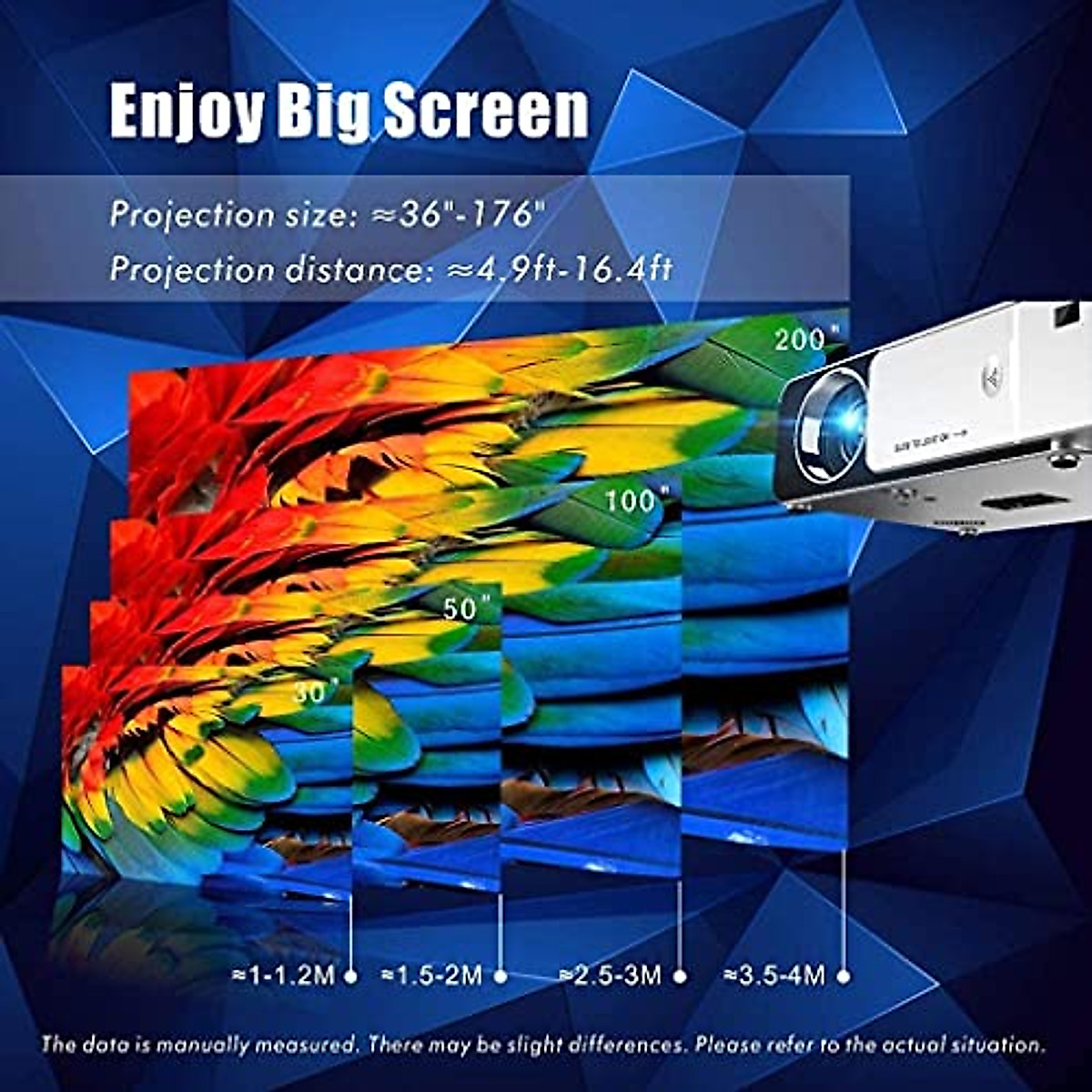 KXDFDC Mini Projector, Portable Projector, Full Supported, Wireless Screen Mirroring