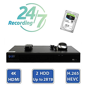 GW 16 Channel 4K NVR 8MP 4K AI Smart Home Security Camera System, (8) Dome and (8) Bullet Built-in Microphone Audio Recording HD 2160P 4K IP PoE Cameras, Face Recognition/Human/Vehicle Detection