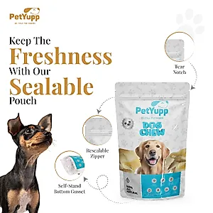 PetYupp Water Buffalo Cheek Chips (3" X 3") Dog Chews - 8 oz - Natural Dog Treats - For Small, Medium & Large Dog, High-Protein, Low-Fat & Easy Digest Dog Treats, Promotes Dental Health - No Additives