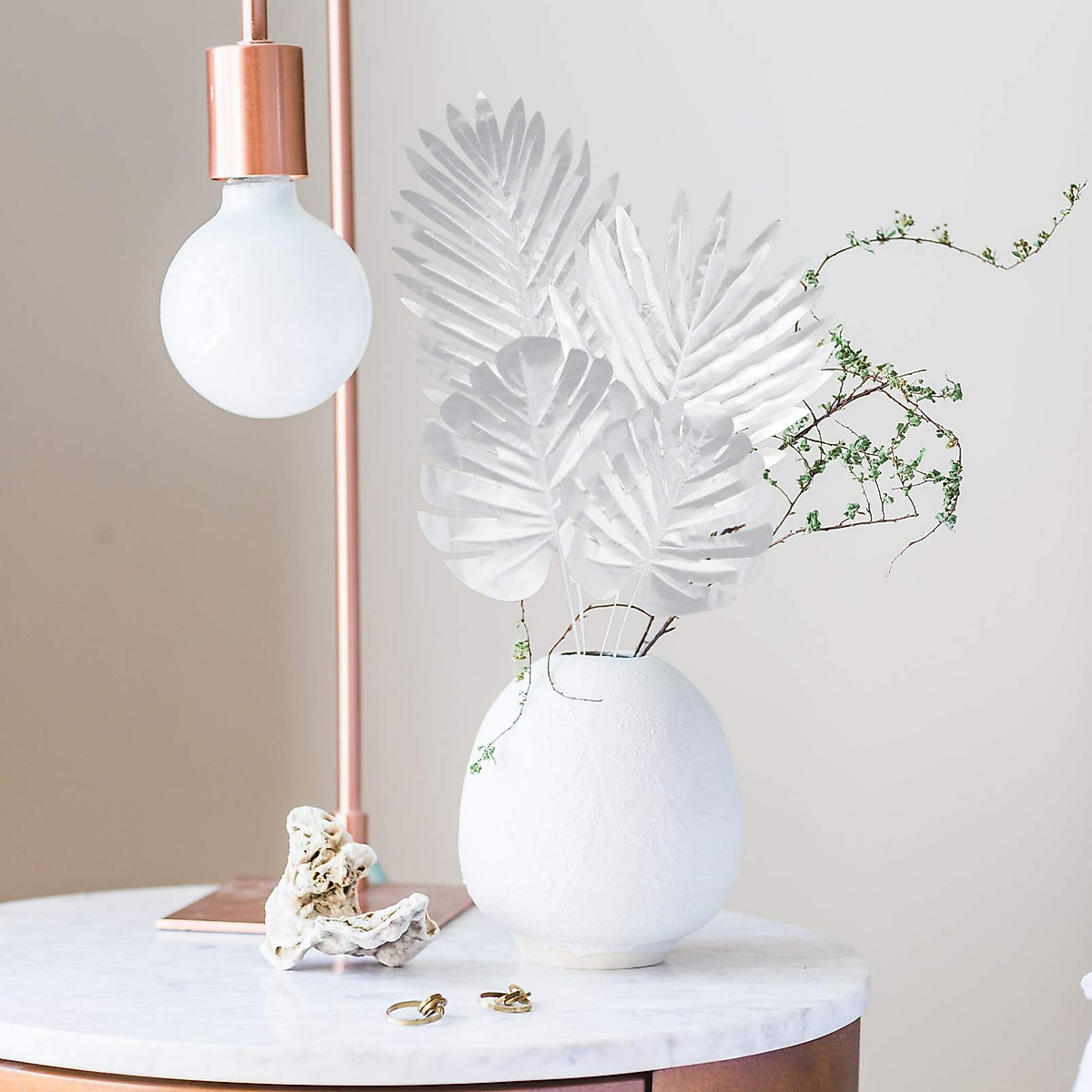 VALICLUD 24pcs Simulation Blade Artificial Leaf Party Artificial Leaves Golden Palm Leaves Floral Arrangement Leaf Picks Monstera Decor DIY Wreath Craft Supply Wedding Banquet Plastic Vase