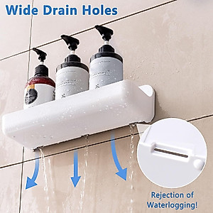 ANRUI Wall Mounted Shower Caddy, Plastic Adhesive Shelves for Wall, No Drilling Hang Shower Storage, Shower Caddies Organizer, Bathroom Shelf organizer for Bathroom, Kitchen, Cabinet Door- White