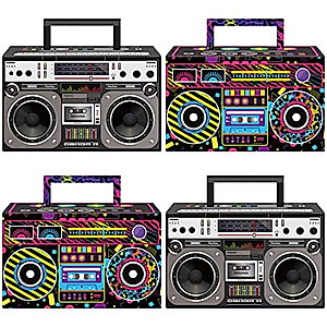 80s Party Favor Treat Boxes 24 PCS Novelty Boom Box Gift Boxes Retro Radio Mixed Color Candy Goodies Box for Retro 1980s Theme Hip Hop Music Party Supplies