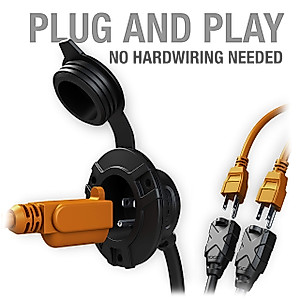 NOCO GCP2 15A AC Port Plug, 125V Power Inlet Socket, and Waterproof Electrical Outlet Receptacle Box with Dual 18-Inch Integrated Outdoor Extension Cords