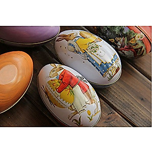 JANIUS Set of 8 Pieces Painted Eggshell Style tin Box for Easter