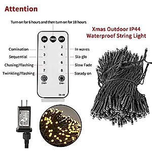 104ft 300 LED Halloween Outdoor String Lights with Remote, Waterproof Warm Yellow Plug in Fairy Light, 8 Modes Timer Twinkle Lighting for Bedroom Indoor Holiday Wedding Party Decoration