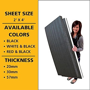 FastCap Kaizen Foam Sheet for Tool Organizers and Storage - Perfect for Professional Contractors and Technicians - 57mm Thickness, 2' x 4' Sheet Size, Black & Red