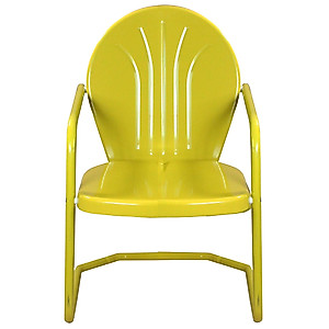 Northlight 34-Inch Outdoor Retro Tulip Steel Armchair, Yellow