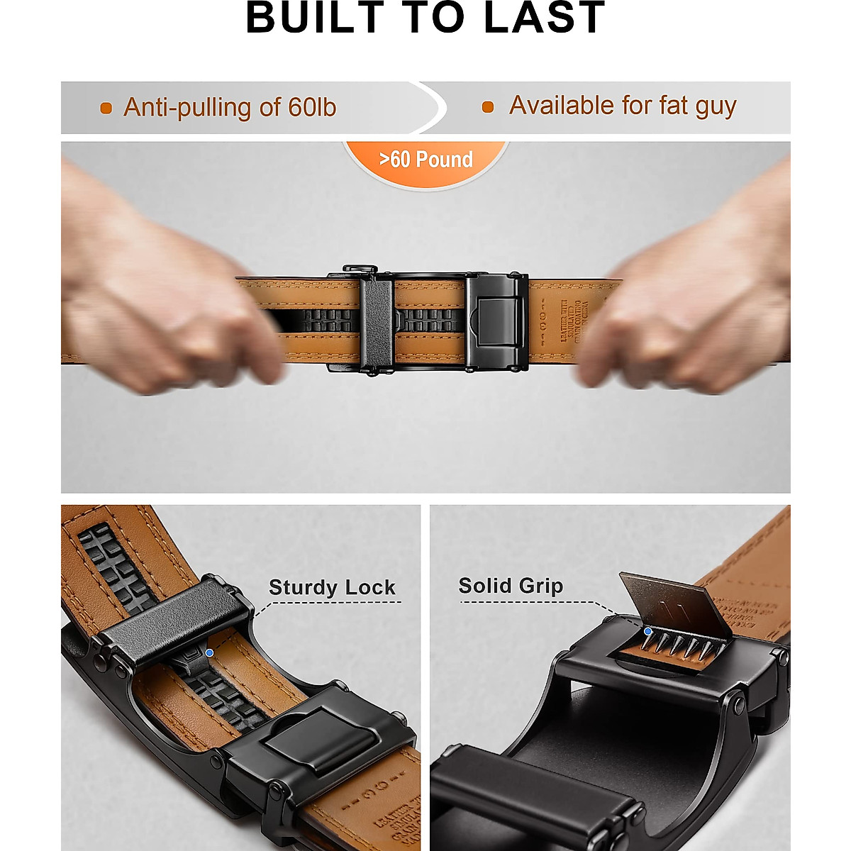 KEMISANT Mens Ratchet Belt 2 Units,Sliding Belt For Gift Mens Dress Casual 1 3/8",Size Adjustable(Black/Blue,34"-40" Waist Adjustable)