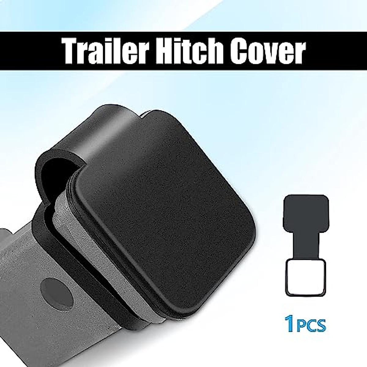 gunhunt Pack of 1 Square Plug Protection Cap, Traction Cover, 2In Trailer Hitch Covers, Car Trailer Cover, for Toyota Ford Jeep Chevrolet Nissan Dodge (Black)
