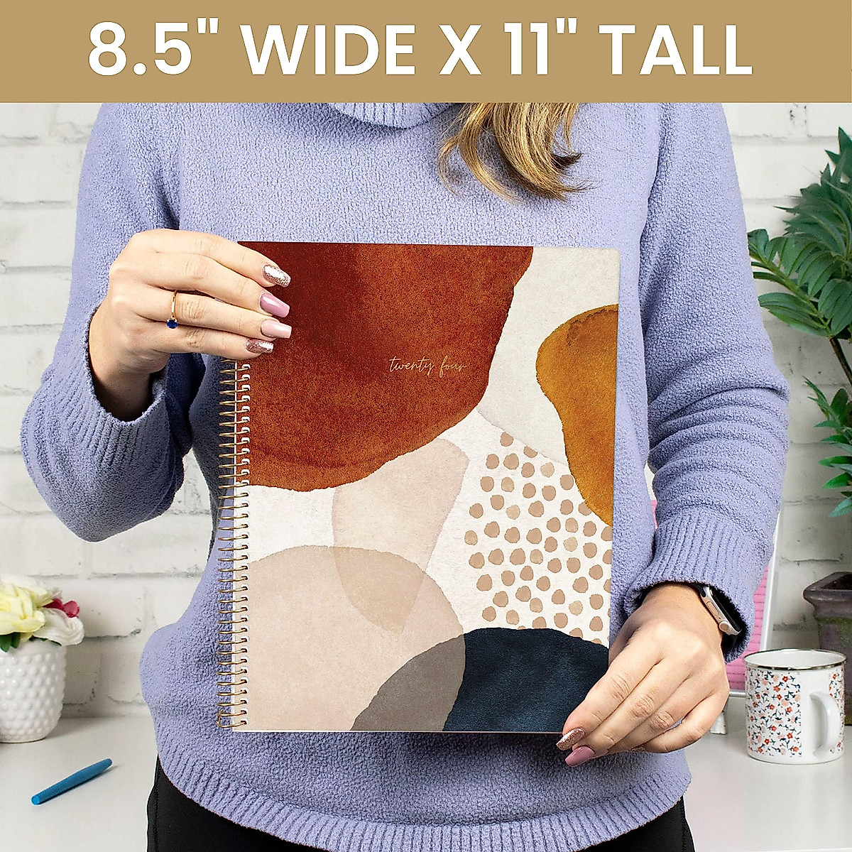 bloom daily planners 2024 (8.5" x 11") Calendar Year Day Planner (January 2024 - December 2024) - Weekly/Monthly Dated Agenda Organizer with Tabs - Earthy Abstract, Blue