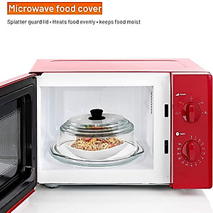 Microwave cover glass - Microwave splatter cover 100% Food Grade, Glass Microwave covers for food splatter BPA Free and Dishwasher Safe, Vented Plate cover Lid Silicone Knob, 9.5" - Bezrat (Black)
