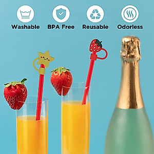 Astra Shop 6-Pack Easter Straw Cover Caps for Stanley Cup - Silicone Toppers for 30&40 Oz Tumbler, Dust-Proof Reusable Tips Lids - Includes Strawberry, Star, and Smiling Face Shapes