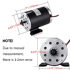 48V 1000W Brushed DC Motor High Speed Electric Motor & DC Brush Controller & Gas Accelerator Throttle & Ignition Lock for Dirt Bike e-Bike ATV Go Kart Moped Mini Bikes Motorized Bicycle
