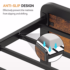 IDEALHOUSE Queen Bed Frame with Headboard, Platform Bed Frame with Safe Rounded Corners & Strong Metal Slats Support, Mattress Foundation/Noise-Free/No Box Spring Needed