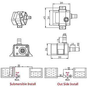 HiLetgo 2pcs Water Pump 240L/H DC 12V 4.2W Micro Brushless Pump 3M Pumping Head Ultra Quiet Water Pump for Pool Aquarium Fish Tank