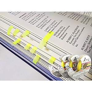 GreyParrot Tape Fluorescent Neon Highlighter Tape Removable, (3 Pack All Yellow), 1/2in x 600in Per Roll, Office/Craft Tape