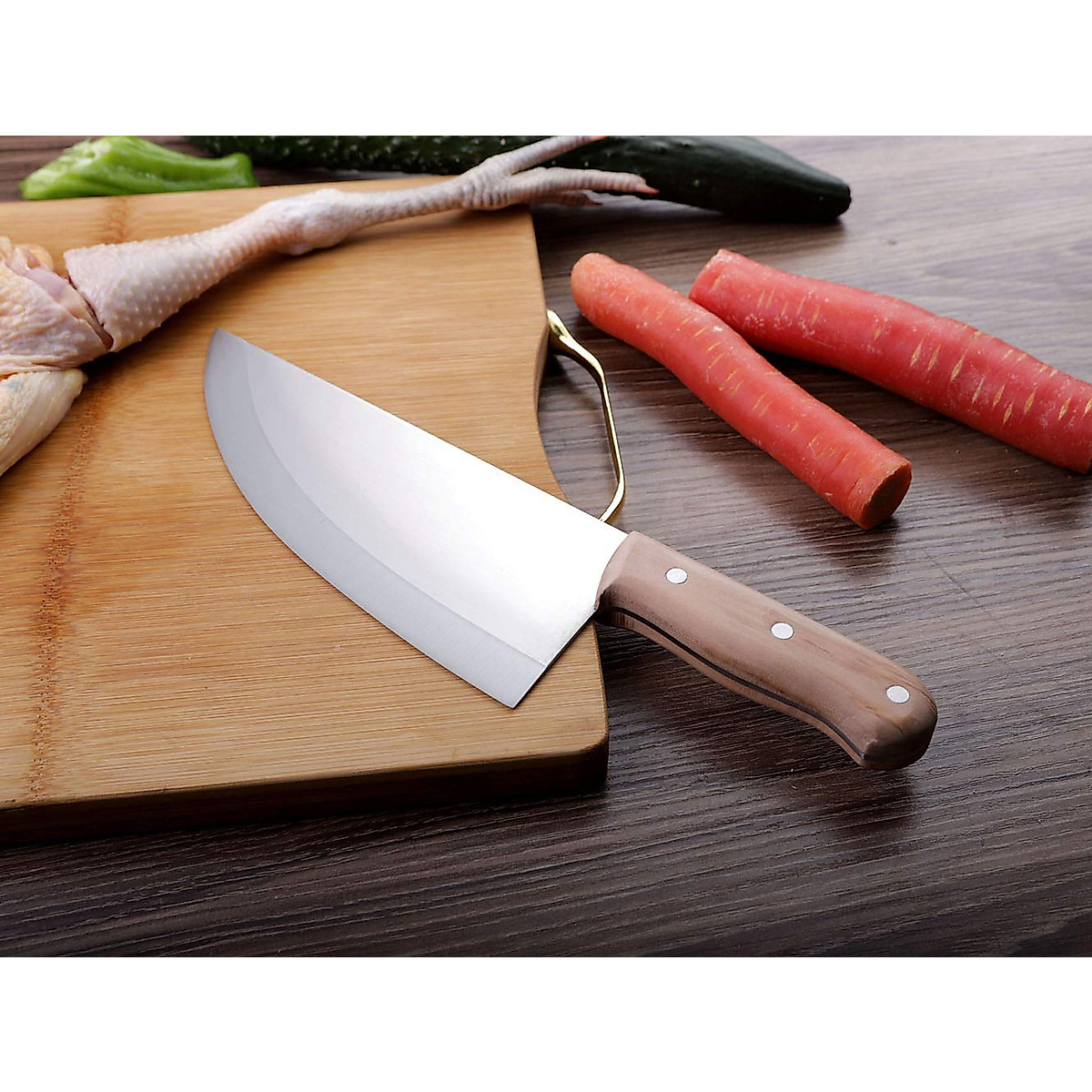 KOFERY 8-Inch Blade Handmade Forged Stainless Steel Butcher Knife Full Tang Big Meat Cleaver