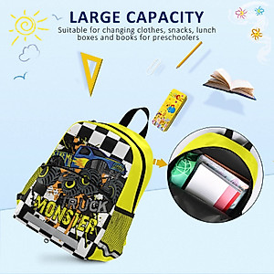 Kids Backpack,Monster Truck Lightweight Preschool Backpack for Toddlers Boys Girls with Chest clip One Size