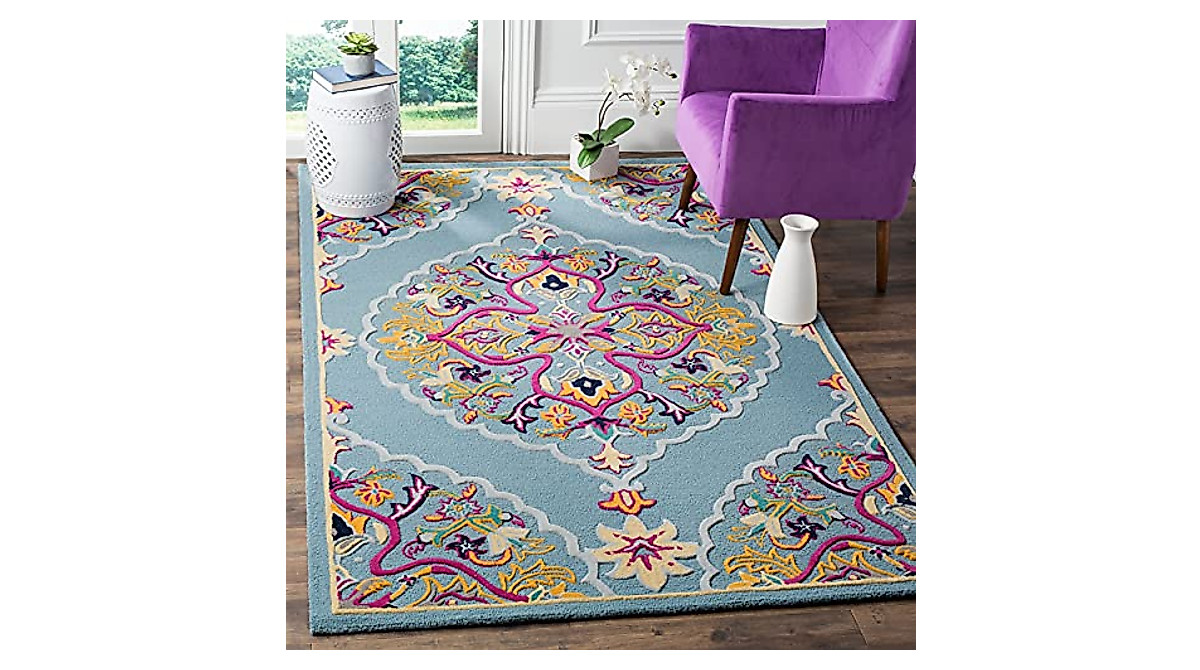 Safavieh Bellagio Rug - Modern Navy Blue Wool Accent Carpet