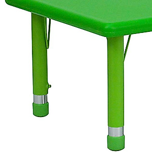 Flash Furniture Rectangular Plastic Height Adjustable Activity Table, 24 x 48, Green