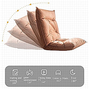 RIYIFER Single Sofa Bed Chair, 5 Positions Adjustable Floor Sofa Water Proof High Back Floor Chair Folding Lazy Sofa for Bedroom Living Room Party Use,Beige