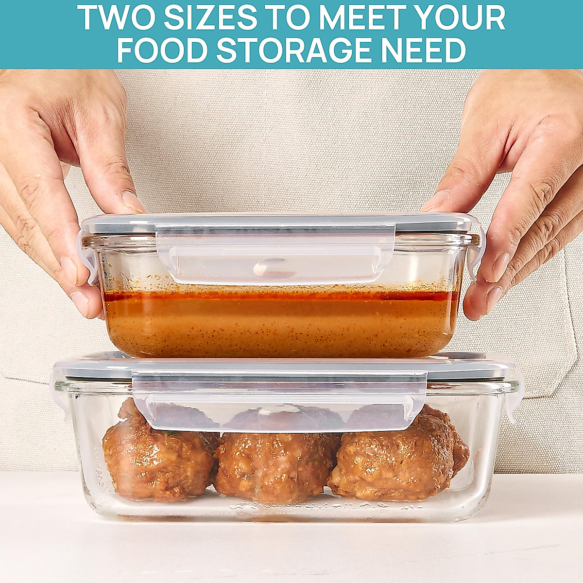 Vtopmart 10Pack (35oz+22oz) Glass Food Storage Containers with Lids, Meal Prep Containers, Airtight Lunch Bento Boxes with Snap Locking Lids, for Microwave, Oven, Freezer and Dishwasher