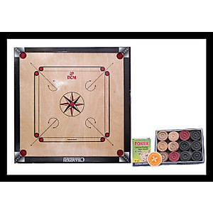 Carrom Board Full Size with Powder Coins Striker Game Set for Kids and Adult 32 inches by 32 inches Smooth Surface Game