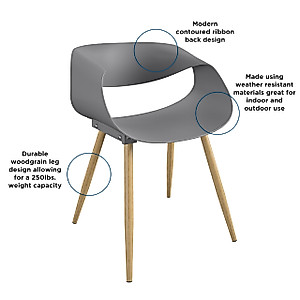 COSCO Outdoor/Indoor Resin Ribbon Chair, 2-Pack, Gray