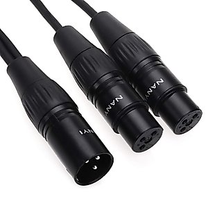 NANYI XLR Splitter Microphone Cable XLR to XLR Patch Cables 3-Pin XLR Male to Dual XLR Female Y Cable Adaptor mic Cable DMX Cable Patch Cords with Oxygen -5FT