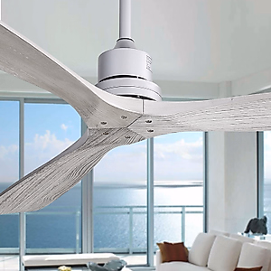 Sofucor Ceiling Fan without Lights, 52 Inch Low Profile Flush Mount Mordern Wood Ceiling Fan with Remote for Indoor Farmhouse Bedroom Living Room Outdoor Patio Porch, Reversible DC Motor, Noiseless