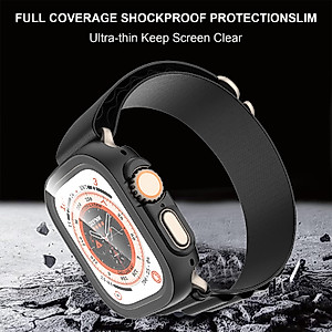 HASDON [12 Pack] Case Compatible with Apple Watch Ultra 2/Ultra 49mm with Tempered Glass Screen Protector, Full Coverage Bumper Hard PC Protective Cover for iWatch 49mm Accessories