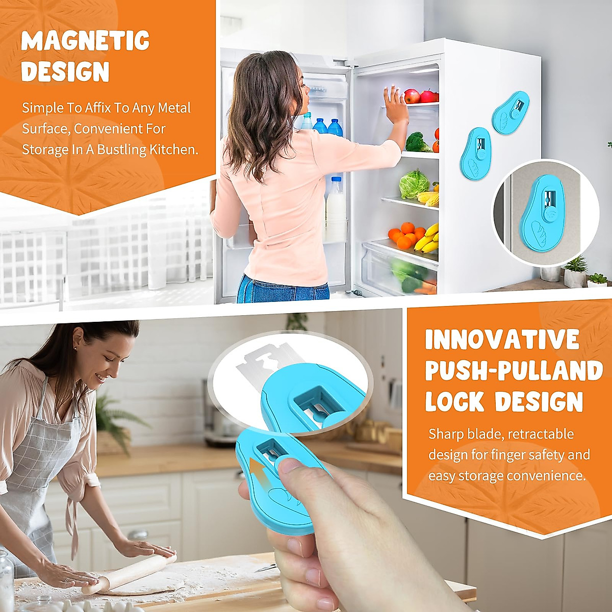 NeoRov Extractable & Magnetic Bread Lame Dough Scoring Tool - Professional Sourdough Scoring Tool - Sourdough Bread Baking & Bread Scoring Tool - Scoring Patterns booklet & 5 Razor Blades (Blue)