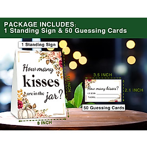 How Many Kisses Are In The Jar Sign, Burgundy Blush Floral Bridal Shower Game, Fall Thanksgiving Pumpkin Baby Shower Sign & Tickets, Wedding,(1 Sign + 50 Guessing Cards),07