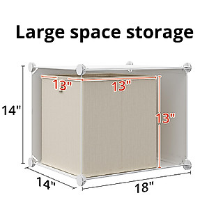 MAGINELS Large Cube Storage Organizer with Doors -14"x18" Depth 16 Cube Organizer Shelves Clothes Dresser Closet Organizer Storage Cabinet Shelving Bookshelf, White…