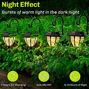 Eeauld Solar Pathway Lights, 2 Pack Shepherd Hook Lights Waterproof Hanging Solar Lights 34 Inch Outdoor Solar Lanterns 3000K Warm White