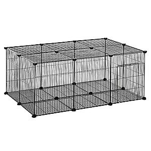 PawHut Pet Playpen Small Animal Cage 22 Panels Portable Metal Wire Yard Fence with Door for Rabbit Chinchilla Hedgehog Guinea Pig